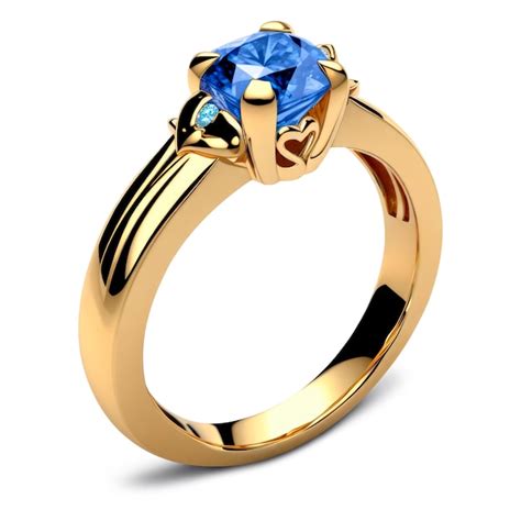 Anillo De Oro Con Piedra Preciosa Azul Aislada Sobre Fondo Blanco Ai