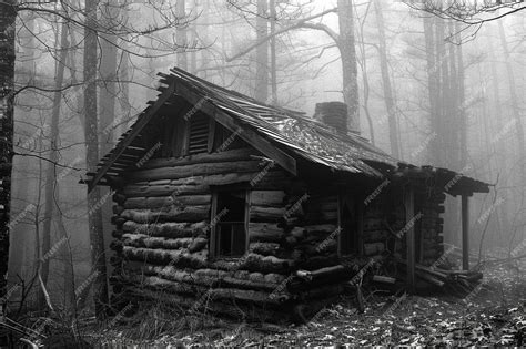 Creepy House Old Weathered Cabin Mysterious Horror Forest Fog Fairy