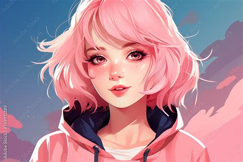 Cute Anime Girl Portrait Comic Cartoon Female Character Face In Manga
