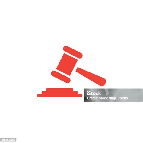 Ilustración De Icono Rojo De La Justicia Gavel Sobre Fondo Blanco Ilustración Vectorial De