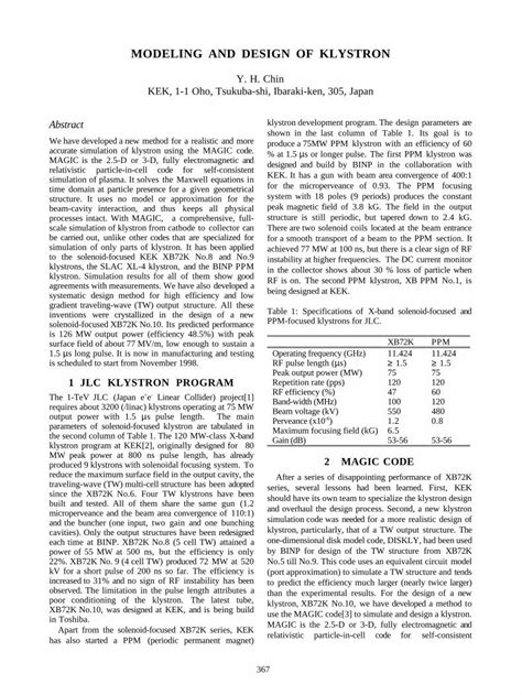 Pdf Modeling And Design Of Klystron Dokumentips