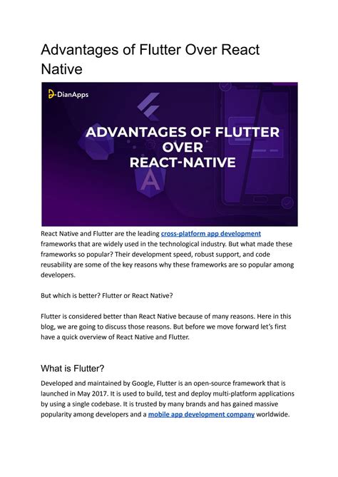 Advantages Of Flutter Over React Native By Dianapps Issuu