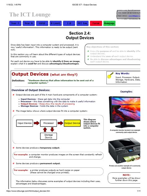 Igcse Ict Output Devices Pdf