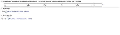 Solved A Discrete Random Variable X Can Assume Five Possible
