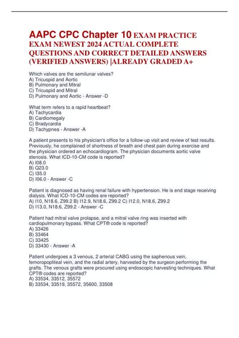 Aapc Cpc Chapter 10 Exam Practice Exam Newest 2024 Actual Complete