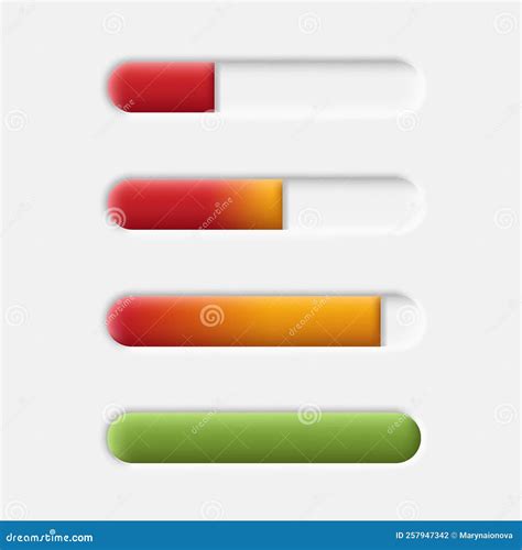 3d Neumorphism Progress Bar With Gradient From Red To Green Vector