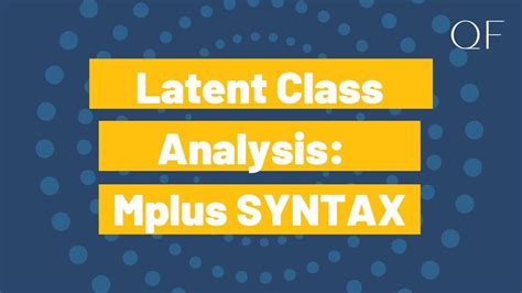 Latent Class Analysis Mplus Syntax Youtube