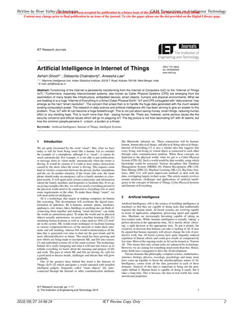 Pdf Artificial Intelligence In Internet Of Things