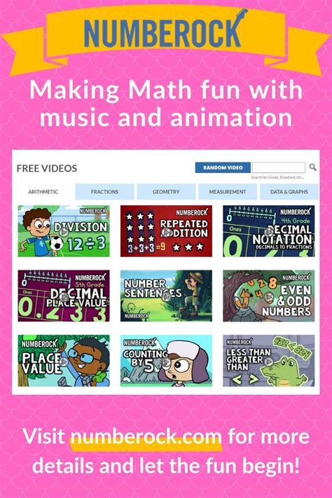 Numberock The World S Best Math Videos Completely Ad Free Math Songs Math Videos Math