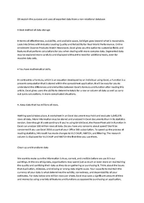 D3 This Is D3 For Database From Y2 It T Level D3 Explain The Purpose And Uses Of Exported