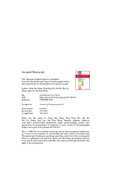 Pdf Magnetic Graphene Dispersive Solid Phase Extraction For Preconcentration And Determination