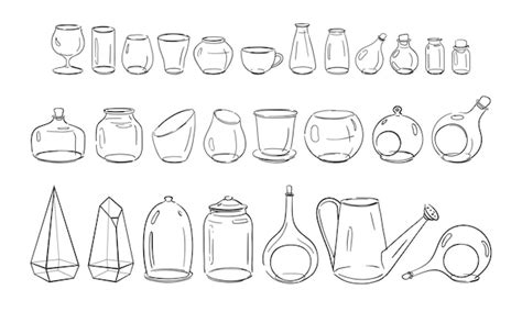 Premium Vector Big Set Of Glass Objects Glasses Jars Bottles