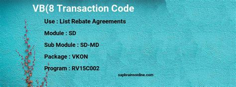 Vb 8 Sap Tcode For List Rebate Agreements