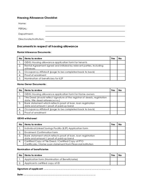 Housing Allowance Application Fill Out And Sign Online Dochub