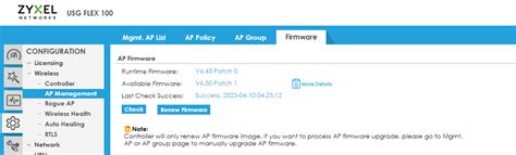 why the ap firmware version would be shown on the firewall — zyxel