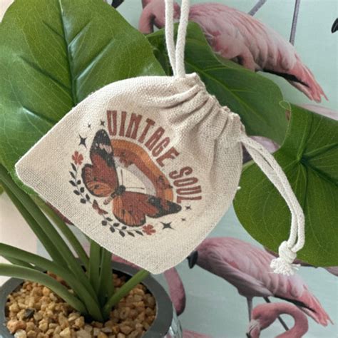 Mini Tote Bagdrawstring Canvas Bagvintage Soul Butterflycrystal