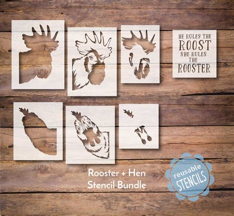 Rule The Roost Rooster And Hen Stencil Bundle Wallcutz Crafts