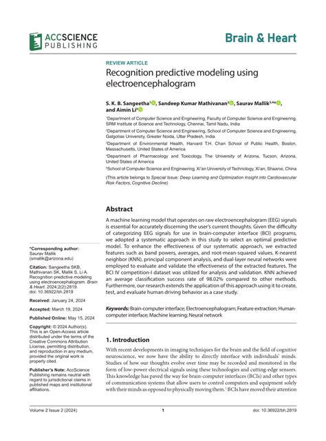 Pdf Recognition Predictive Modeling Using Electroencephalogram