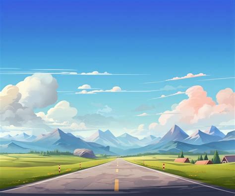 Premium Psd Highway Beautiful Road Cartoon Style