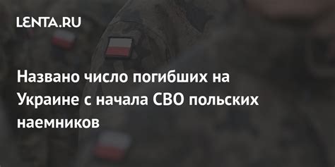 Названо число погибших на Украине с начала СВО польских наемников Конфликты Мир