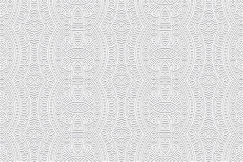 양각 추상 흰색 배경 민족 표지 디자인 프레스 용지 수제 낙서 및 기술 부족 기하학적 3d 패턴입니다 동양 아시아 인도 멕시코 아즈텍의 세련된 테마 0명에 대한 스톡 벡터