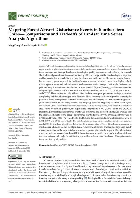 Pdf Mapping Forest Abrupt Disturbance Events In Southeastern China—comparisons And Tradeoffs