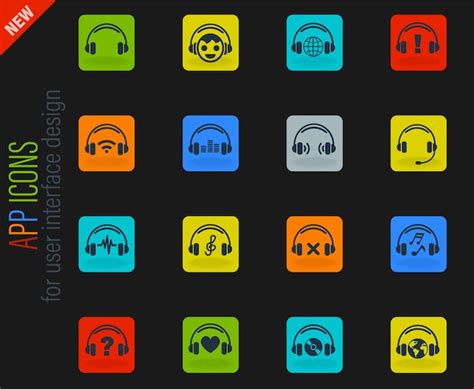 Conjunto De Iconos De Auriculares Vector Premium