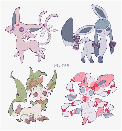 Safebooru Bright Pupils Brown Eyes Closed Mouth Espeon Glaceon Highres Leafeon Looking At