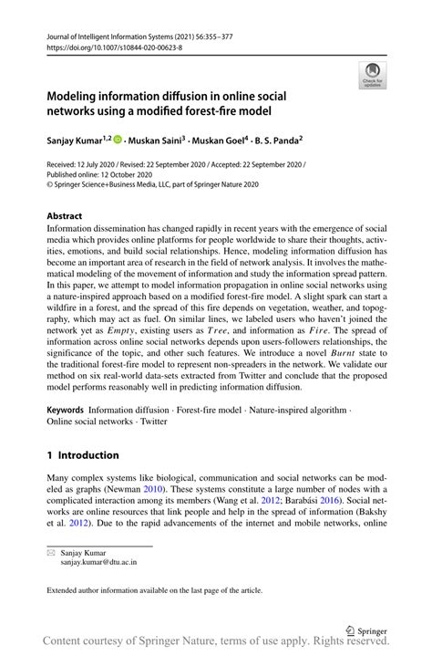 Modeling Information Diffusion In Online Social Networks Using A Modified Forest Fire Model