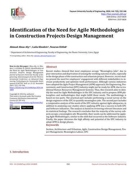Pdf Identification Of The Need For Agile Methodologies In Construction Projects Design Management