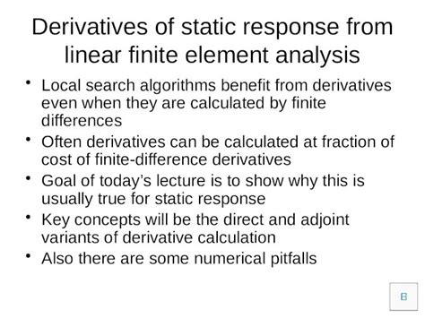 Pptx Derivatives Of Static Response From Linear Finite Element
