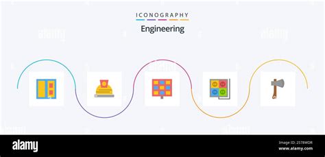 Engineering Flat 5 Icon Pack Including Axe Tool Ax Tool Construction Ax Socket Stock Vector