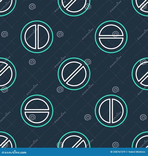 Line Ban Icon Isolated Seamless Pattern On Black Background Stop Symbol Stock Vector