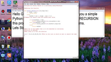 Class 12th Binary Search Program Using Recursion Python Youtube