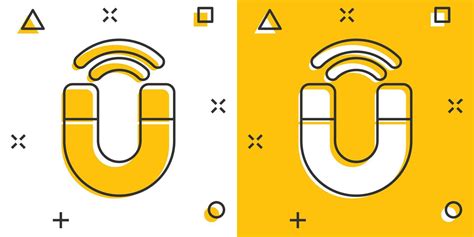 Magnet Icon In Comic Style Attract Cartoon Vector Illustration On White Isolated Background