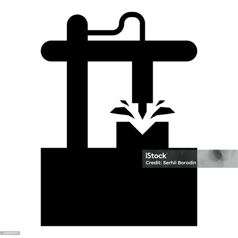 Cnc 3d 밀링 머신 기술 자동화 개념 아이콘 블랙 컬러 벡터 일러스트레이션 이미지 플랫 스타일 선반 제조설비에 대한 스톡
