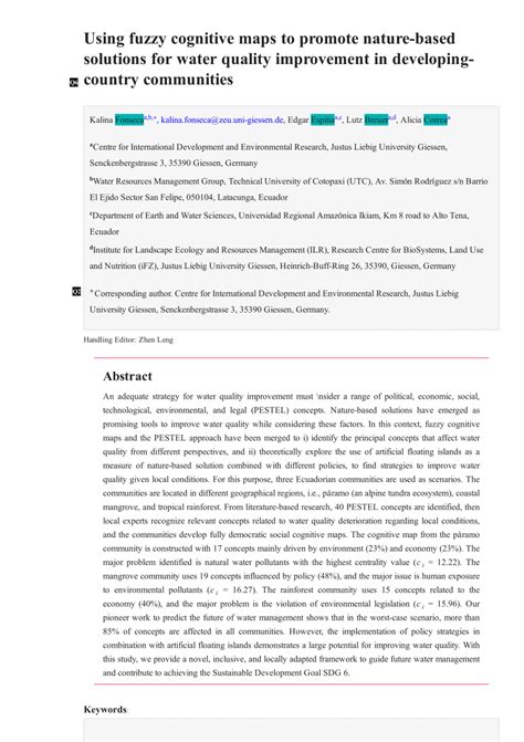 Pdf Using Fuzzy Cognitive Maps To Promote Nature Based Solutions For