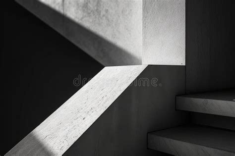 A Close Up Of Architectural Staircase With Light And Shadow With Cement