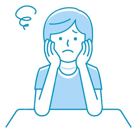 Thoughtful Young Woman Resting Chin In Hands Illustration Vector Emotional Hand Female Png