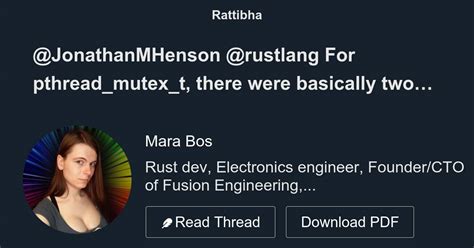 Jonathanmhenson Rustlang For Pthreadmutext There Were Basically Two Issues 1 When