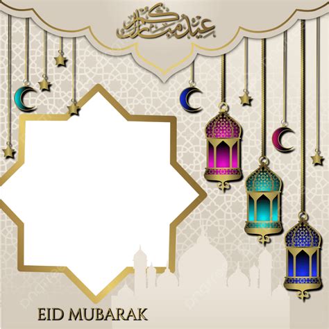 Frame For Eid Al Fitr And Mubarak Day Celebration Greeting Design With