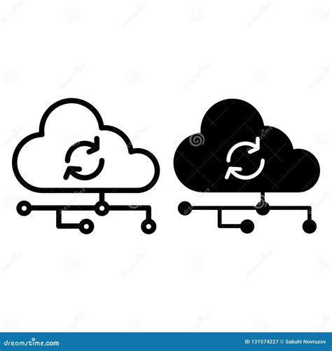 cloud synchronization line and glyph icon network technologies vector