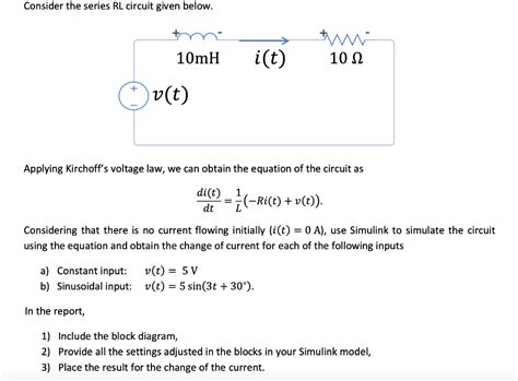 Solved Consider The Series RL Circuit Given Below Tum Chegg