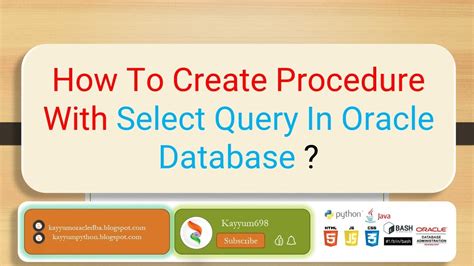 How To Create Procedure With Select Query In Oracle Database Oracle Sql Kayyum698