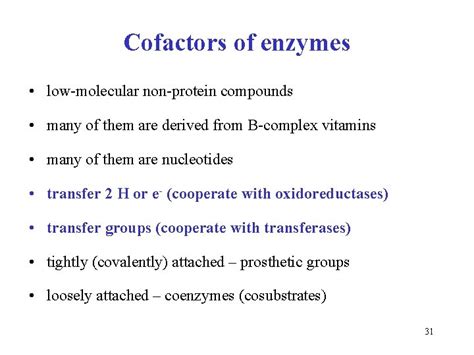 Enzymes I General Features Cofactors Department Of Biochemistry