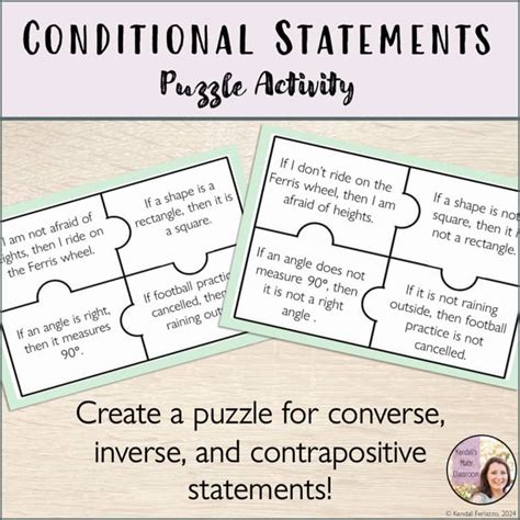 Conditional Statements Converse Inverse And Contrapositive Puzzle Activity