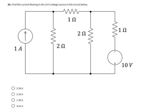 solved 10 find the current flowing in the 10−v voltage