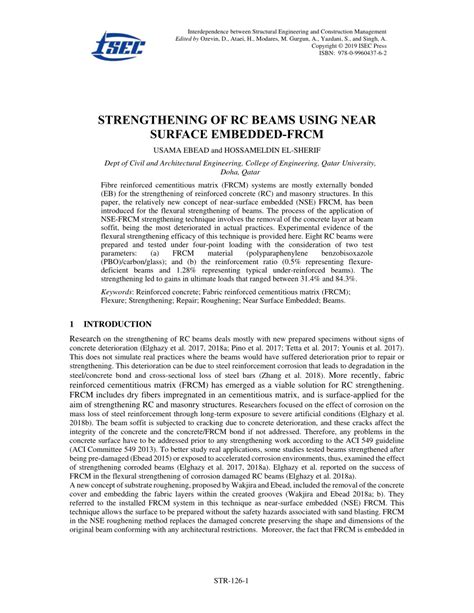 Pdf Strengthening Of Rc Beams Using Near Surface Embedded Frcm