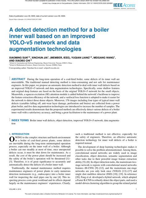 Pdf A Defect Detection Method For A Boiler Inner Wall Based On An Improved Yolo V5 Network And
