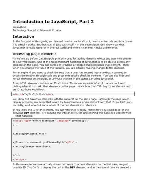 Introduction To Javascript Part 2 Pdf Java Script Cascading Style Sheets